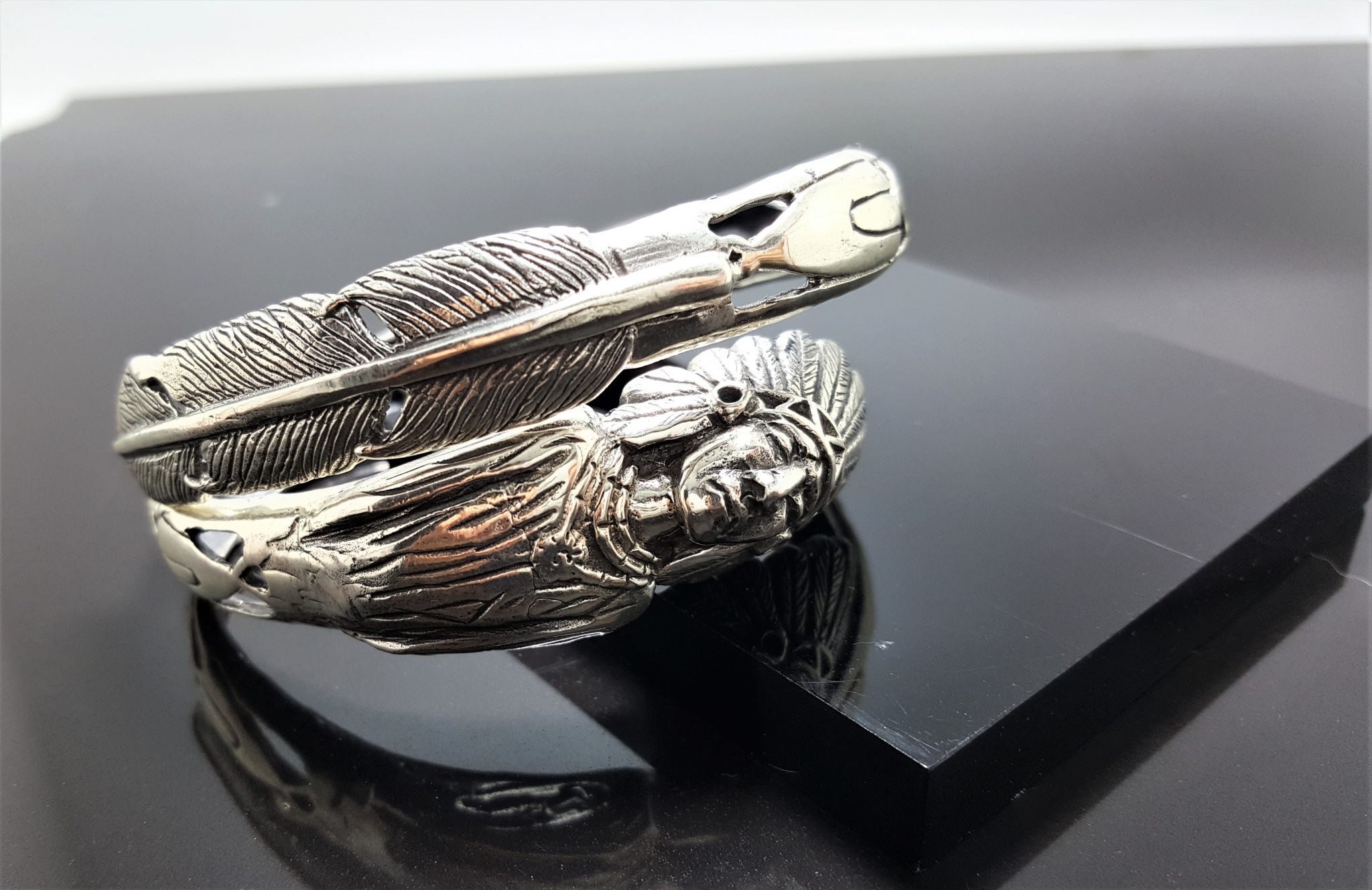 Native American Indian Bracelet 925 Sterling Silver Tribal Chief ...