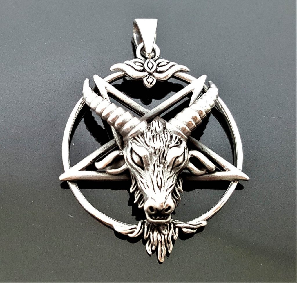 Sterling Silver 925 Pentagram Star Ram's Head Occult Pendant Sacred ...