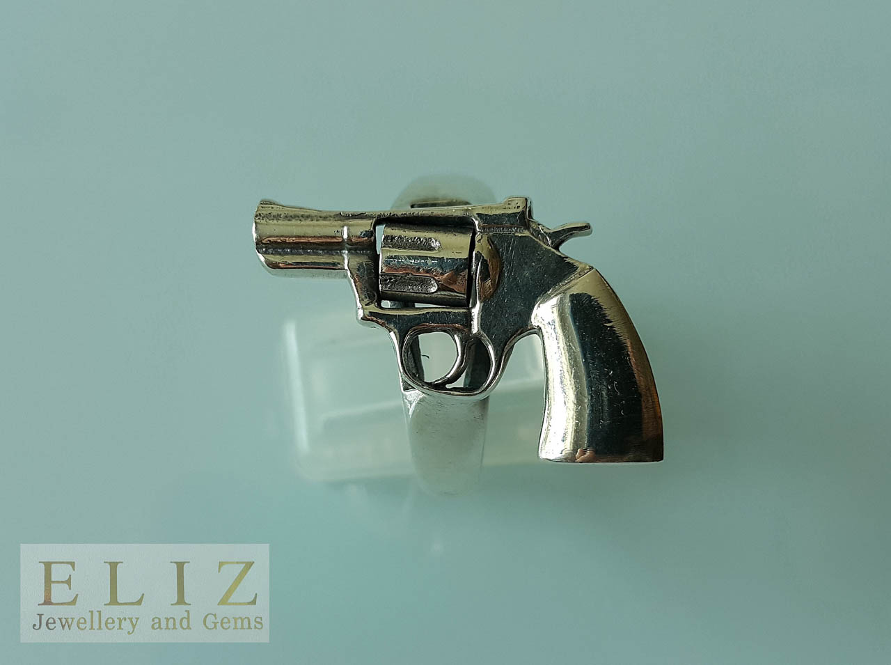Gun Revolver Ring 925 Sterling Silver Handgun Exclusive Handmade Brutal ...