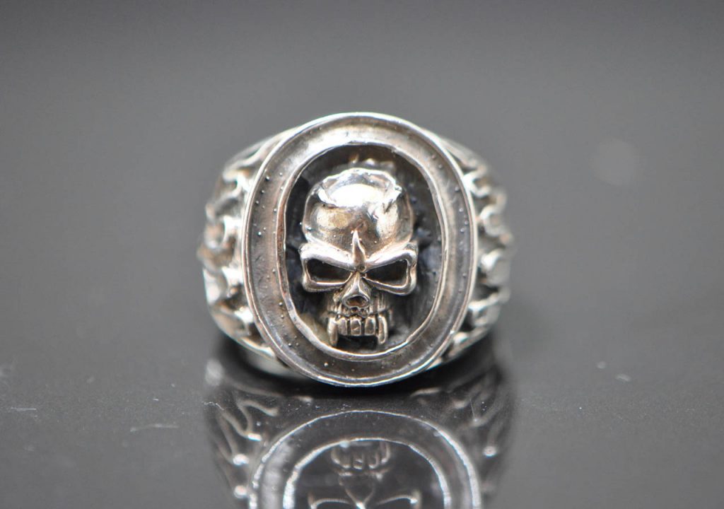 Eliz 925 Sterling Silver Skull Ring Fire Demon Skull Signet Ring - ELIZ ...