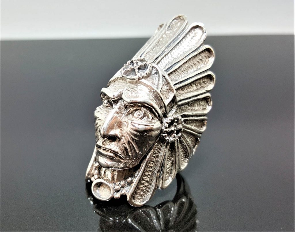 American Indian 925 STERLING Silver Indian Tribal Chief Ring Native ...