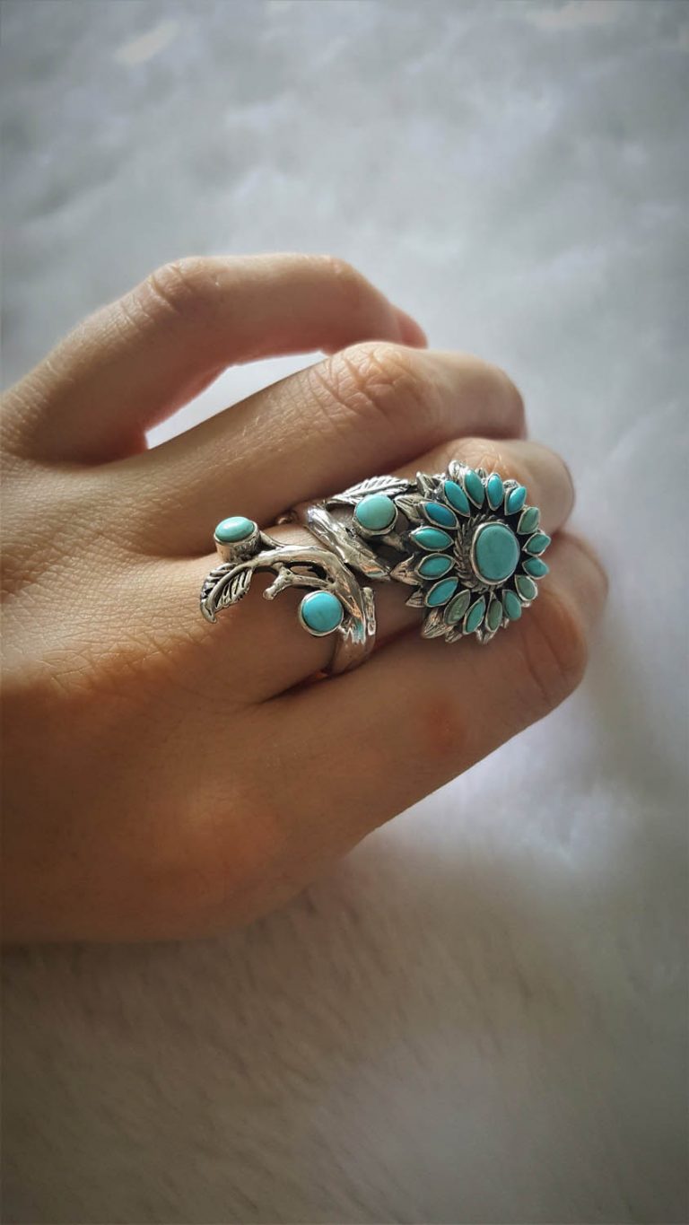 925 Sterling Silver Turquoise Ring Sun flower Unique Sunflower Gift ...