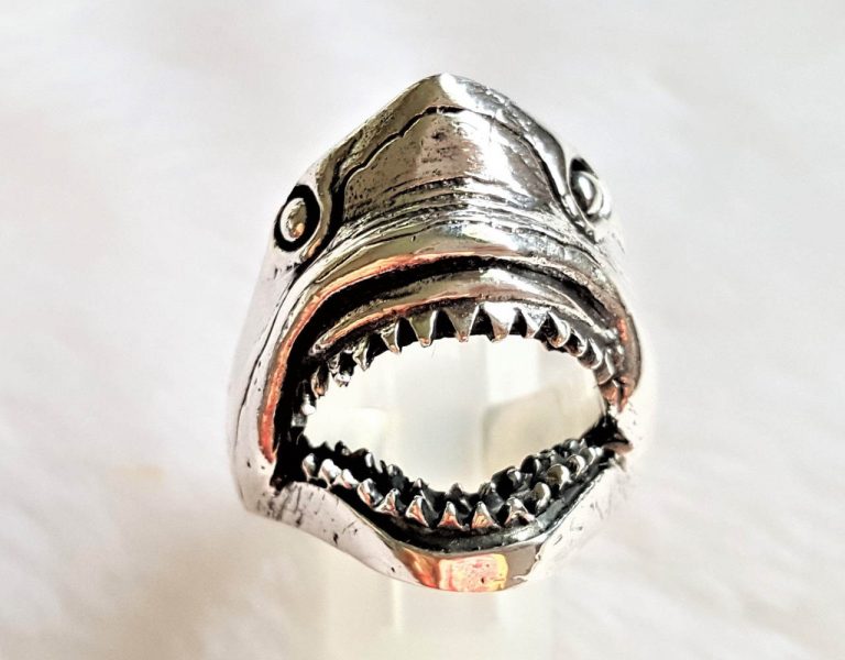 STERLING SILVER 925 Shark Jaw Teeth Exclusive Design Heavy Ring 25 ...