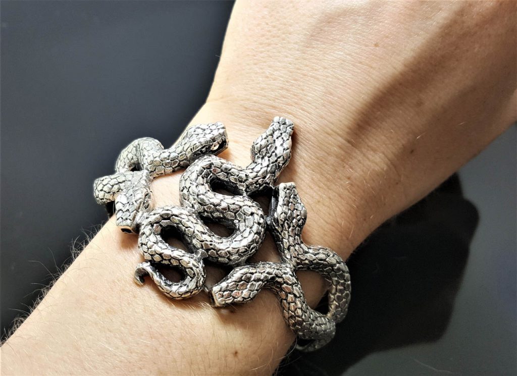 Snake STERLING SILVER 925 Bracelet Double Headed Snakes Talisman Heavy ...