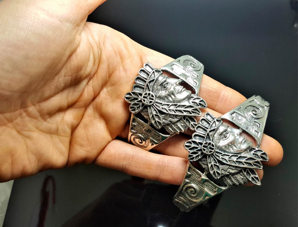 Native American Indian 925 Sterling Silver Bracelet Tribal Chief ...