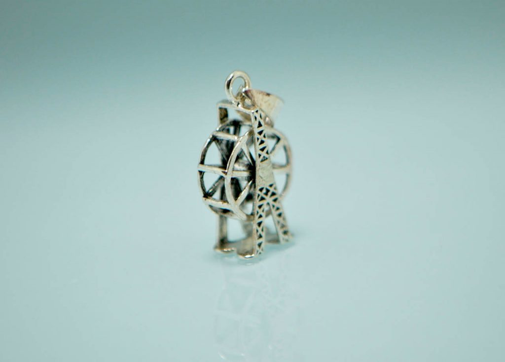 925 Sterling Silver Ferris Spinning Wheel Carnival Pendant Charm Wind ...