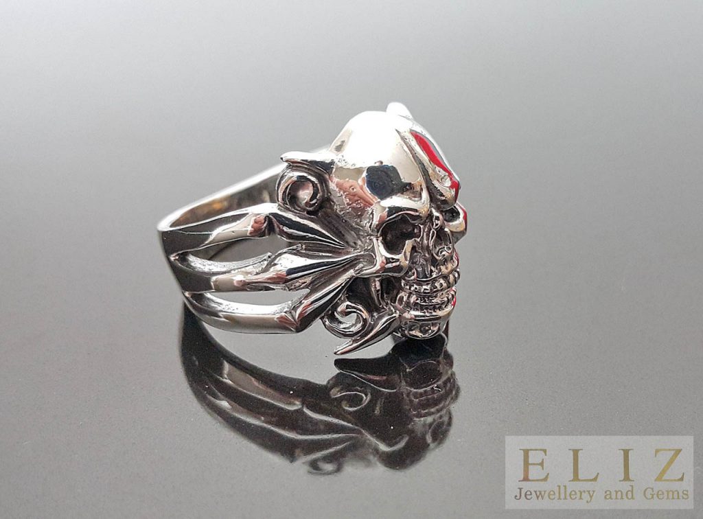 925 Sterling Silver Pirate Skull biker goth punk rocker Ring 9.5' 10.25 ...